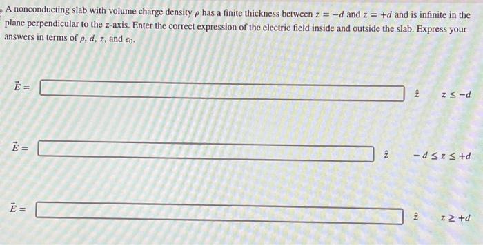 Solved A nonconducting slab with volume charge density ρ has | Chegg.com