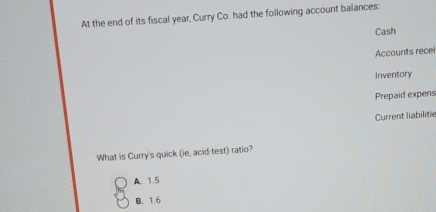 Solved At the end of its fiscal year, Curry Co. ﻿had the | Chegg.com