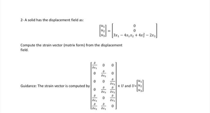 Solved 2. A solid has the displacement field as: | Chegg.com