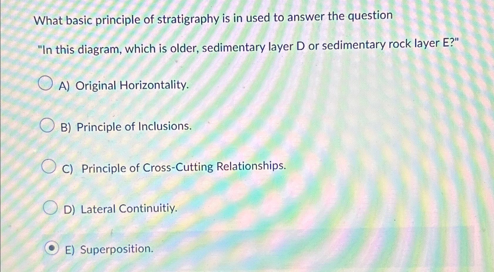 Solved What basic principle of stratigraphy is in used to | Chegg.com