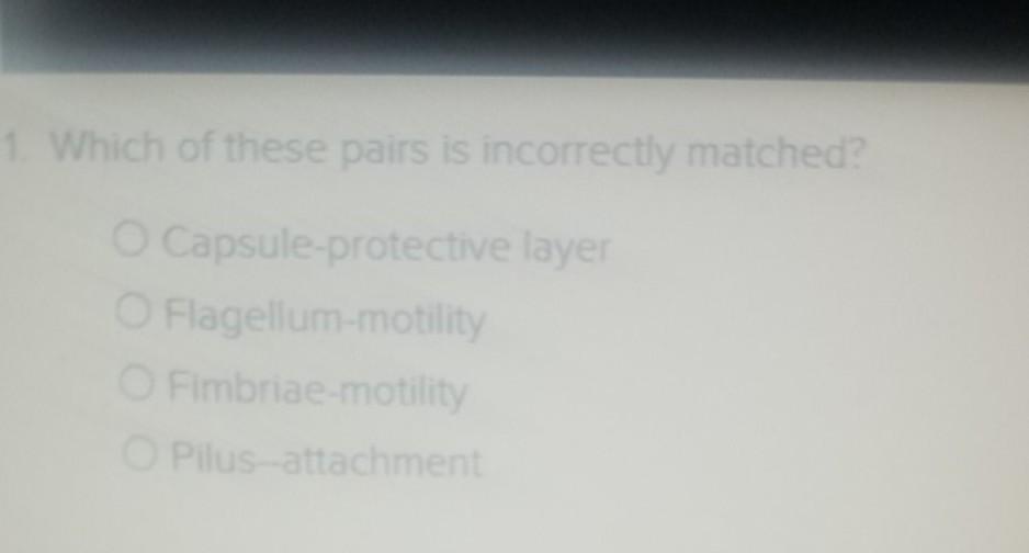 Solved Which of these pairs is incorrectly matched? | Chegg.com