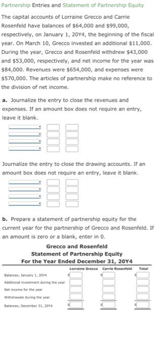 Solved Partnership Entries and Statement of Partnership | Chegg.com