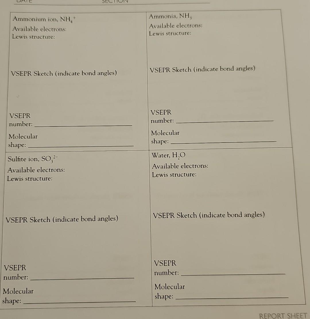 Solved REPORT SHEETBorane, BH3 Available electrons: Lewis | Chegg.com