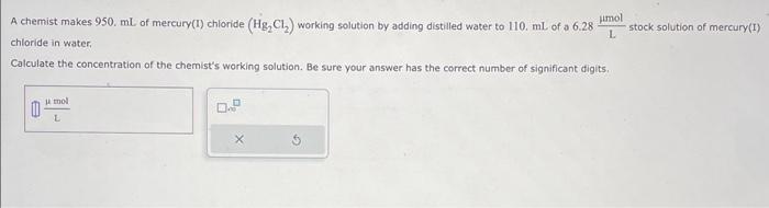 Solved chloride in water, Calculate the concentration of the | Chegg.com