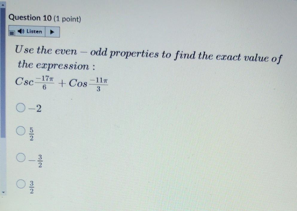 Solved Question 10 (1 point) Listen Use the even odd | Chegg.com