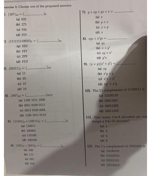 Solved xercise 1: Choose one of the proposed | Chegg.com