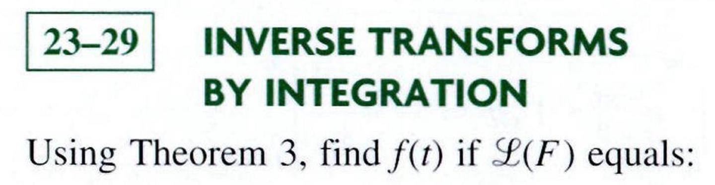 Solved 23–29 INVERSE TRANSFORMS BY INTEGRATION Using Theorem | Chegg.com