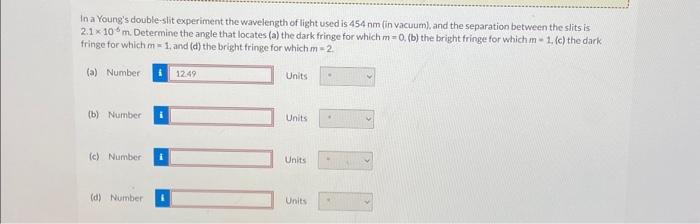 Solved In a Young's double-slit experiment the wavelength of | Chegg.com