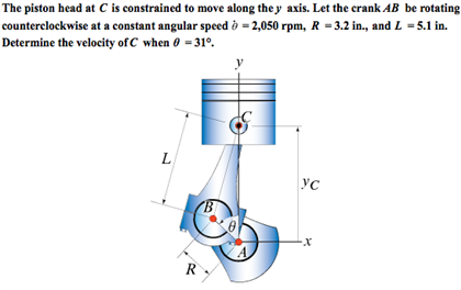 Solved The piston head at C is constrained to move along the | Chegg.com
