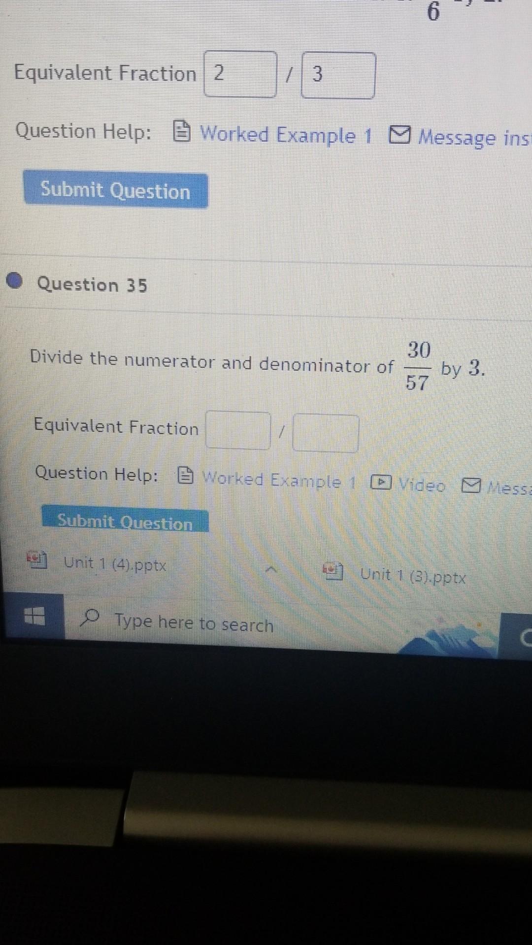 Solved Equivalent Fraction Question Help: 듭 Worked Example | Chegg.com