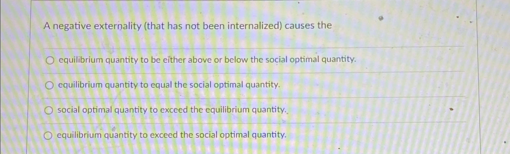 Solved A negative externality (that has not been | Chegg.com