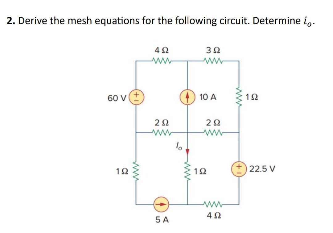 Derive the mesh equations for the following circuit. | Chegg.com