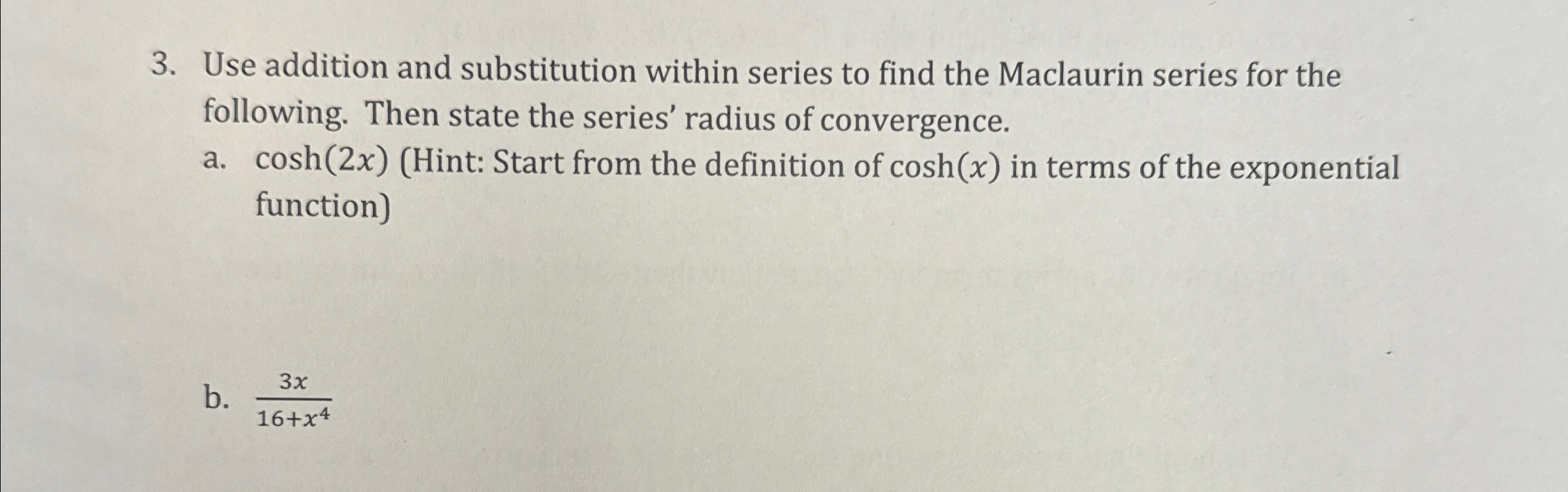 Solved Use addition and substitution within series to find | Chegg.com