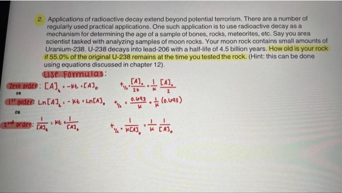 Solved 2. Applications of radioactive decay extend beyond | Chegg.com