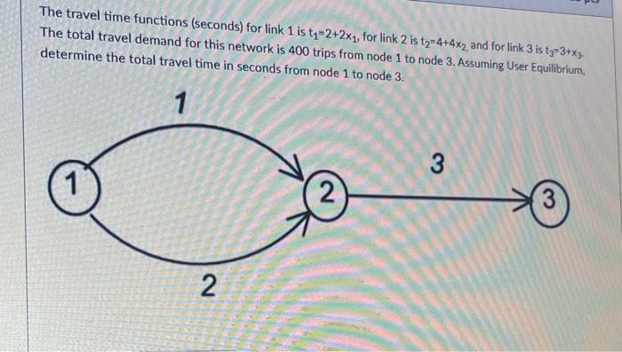 Solved The travel time functions (seconds) for link 1 is | Chegg.com