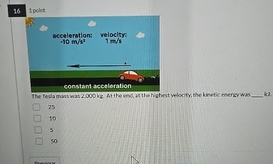 Solved 161 ﻿pointacceleration: velocity:-10ms2:,1msconstant | Chegg.com