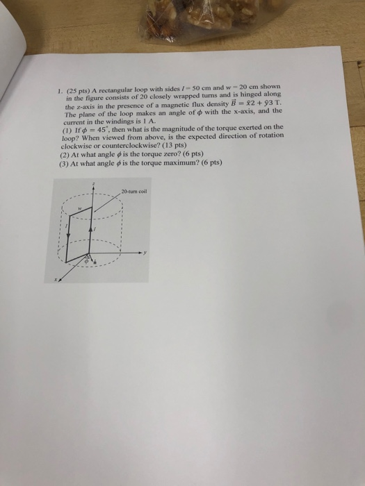 Solved 1. (25 pts) A rectangular loop with sides /-50 cm and | Chegg.com