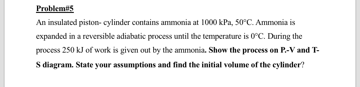 Solved Problem#5An insulated piston- ﻿cylinder contains | Chegg.com