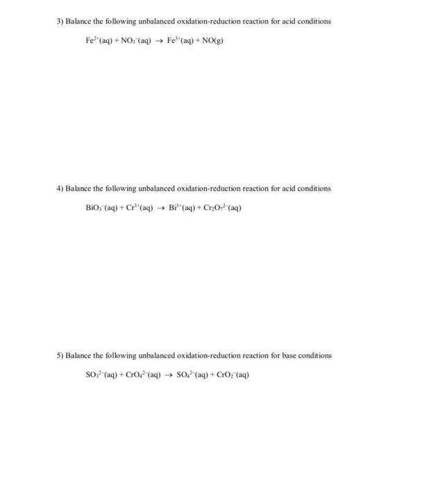 Solved 3) Balance the following unbalanced | Chegg.com