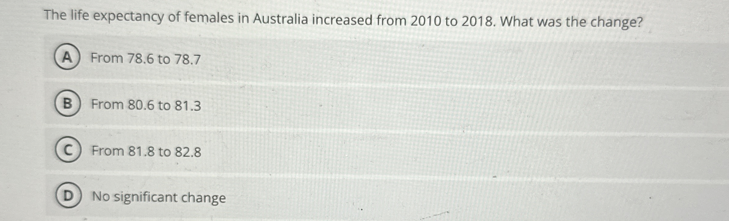 Solved The life expectancy of females in Australia increased | Chegg.com