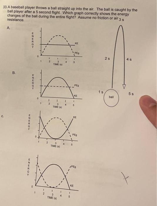 Solved 33. A baseball player throws a ball straight up into | Chegg.com