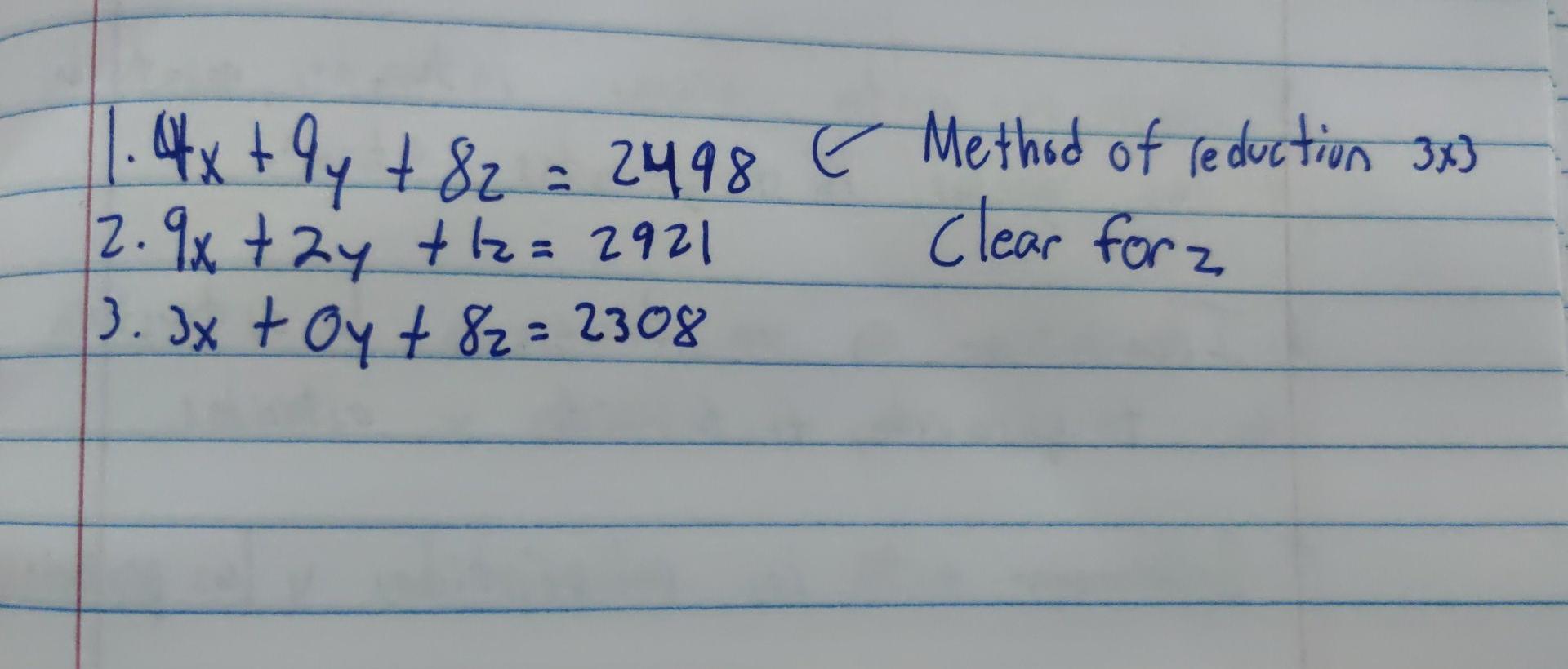 Solved We're doing method of reduction 3x3 and the profesor | Chegg.com