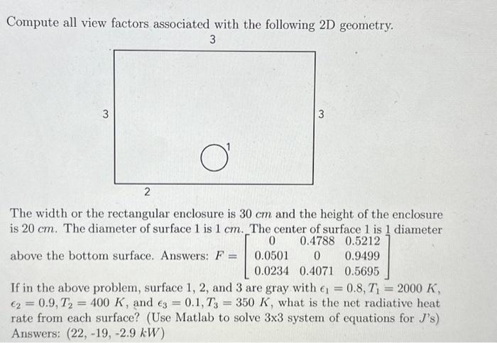 Compute all view factors associated with the | Chegg.com