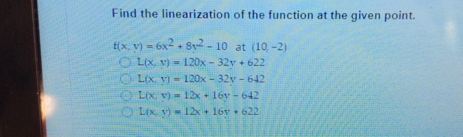 Solved Find The Linearization Of The Function At The Given