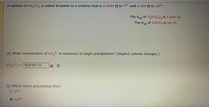 Solved A solution of Na2CO3 is added dropwise to a solution | Chegg.com