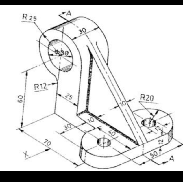 Solved draw in third angle projection with proper dimension | Chegg.com