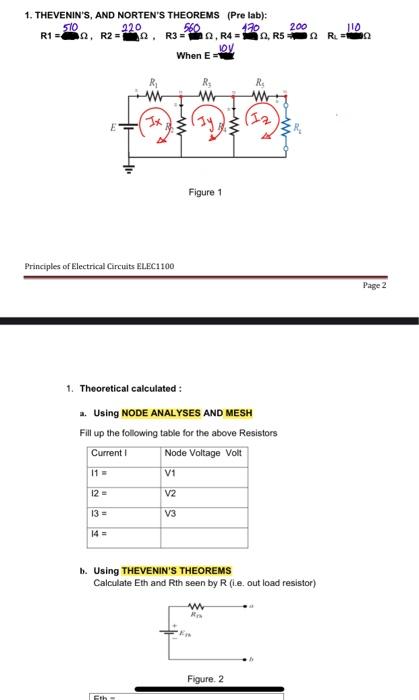 Solved At Lab 2 Mesh And Node Analysis A Get 6 Different 7183
