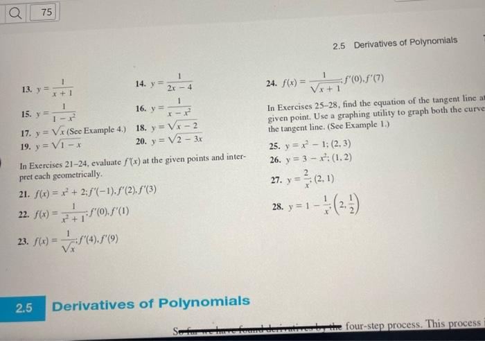 Solved 2.5 Derivatives of Polynomials 13. y=x+11 14. y=2x−41 | Chegg.com