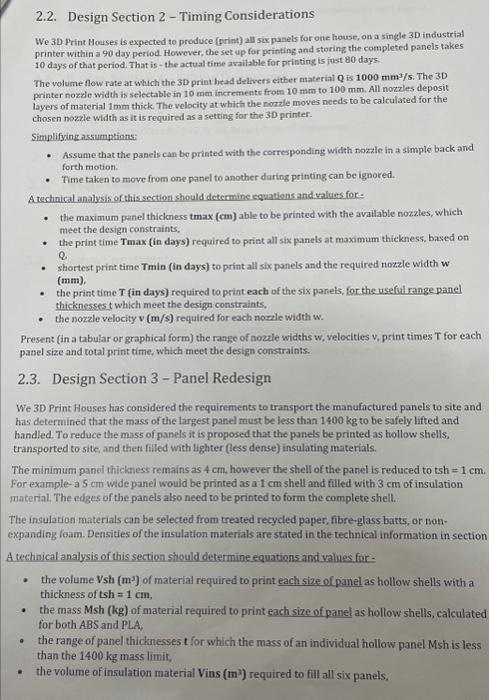 Solved 2 2 Design Section 2 Timing Considerations We 3d