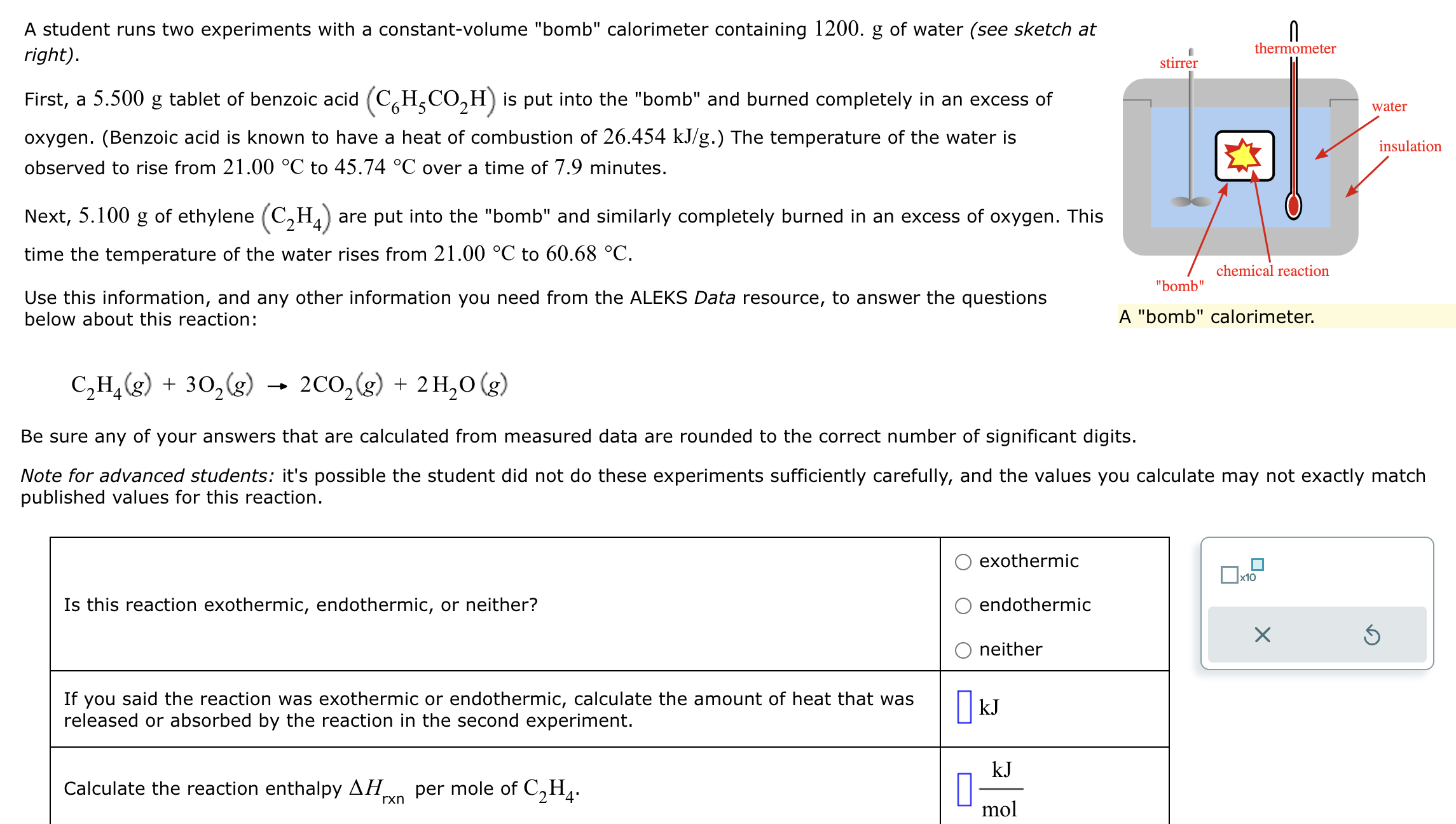 Solved C2H4(g)+3O2(g)→2CO2(g)+2H2O(g)Be sure any of your | Chegg.com