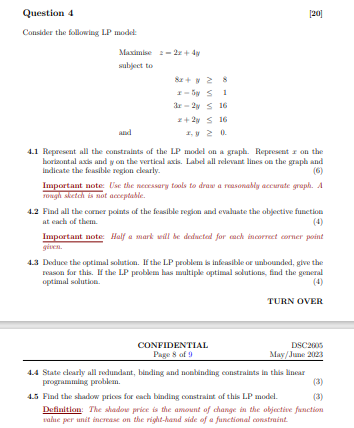 Solved Question 4Consider the following L.P modet: ﻿Maximise | Chegg.com