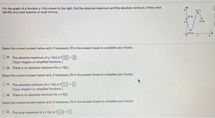 Solved For the graph of a function y=f(x) shown to the right | Chegg.com