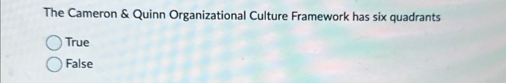 Solved The Cameron & Quinn Organizational Culture Framework | Chegg.com