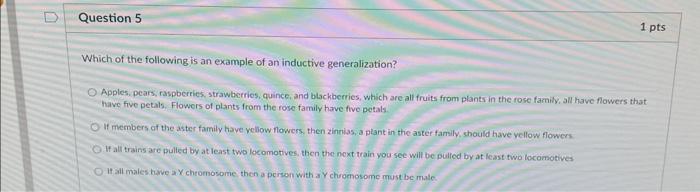 Solved Which of the following is an example of an inductive | Chegg.com