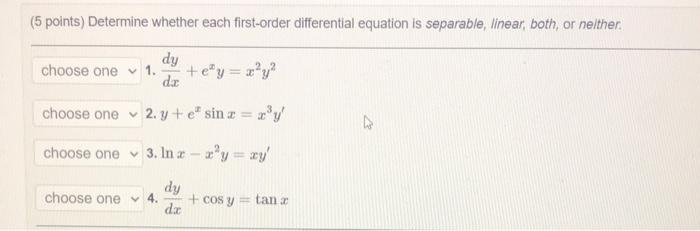 Solved (5 points) Determine whether each first-order | Chegg.com