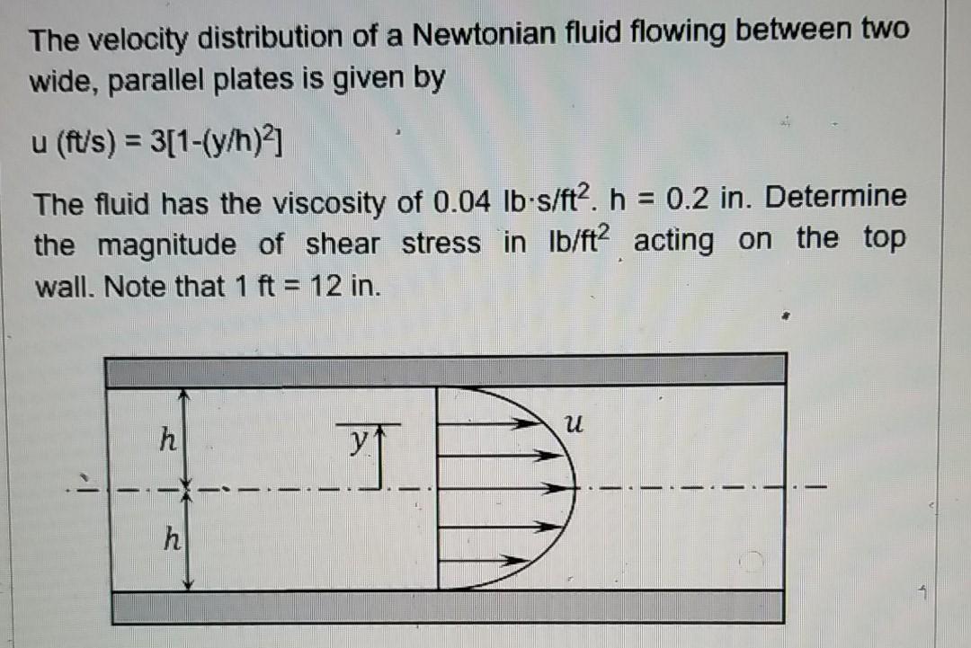 Solved The velocity distribution of a Newtonian fluid | Chegg.com