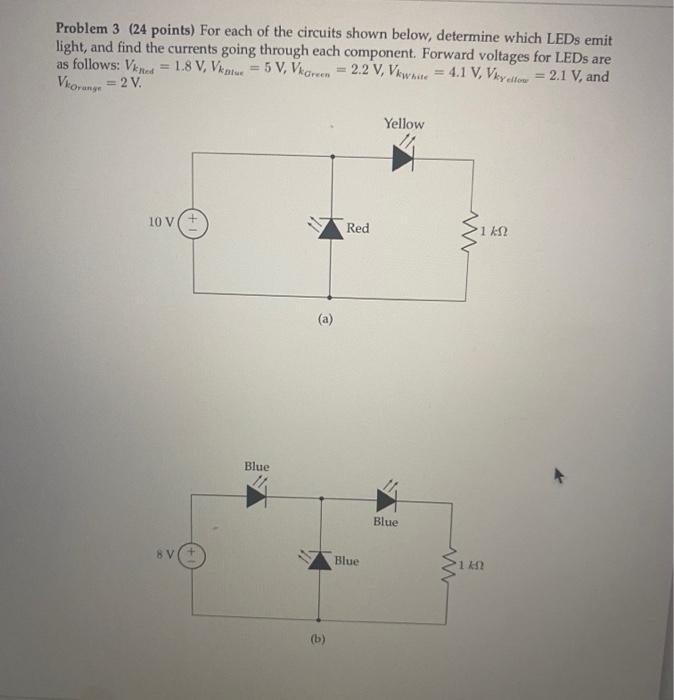Solved Problem 3 (24 points) For each of the circuits shown | Chegg.com