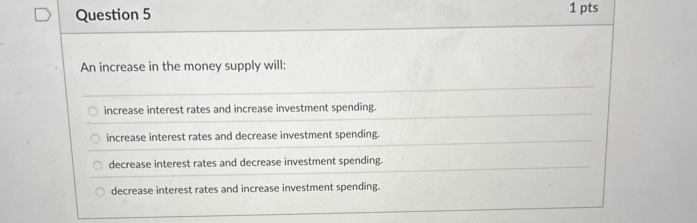 Solved Question 51 ﻿ptsAn increase in the money supply | Chegg.com