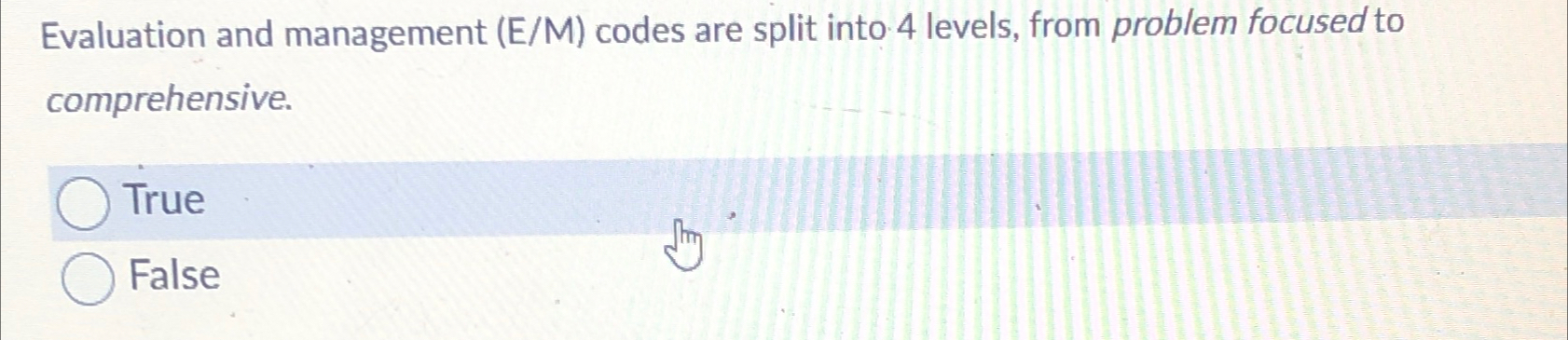 Solved Evaluation and management (E/M) ﻿codes are split into | Chegg.com