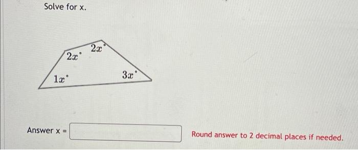 Solved Solve for x. 22 2.c 1.cº 3.0 Answer x = Round answer | Chegg.com