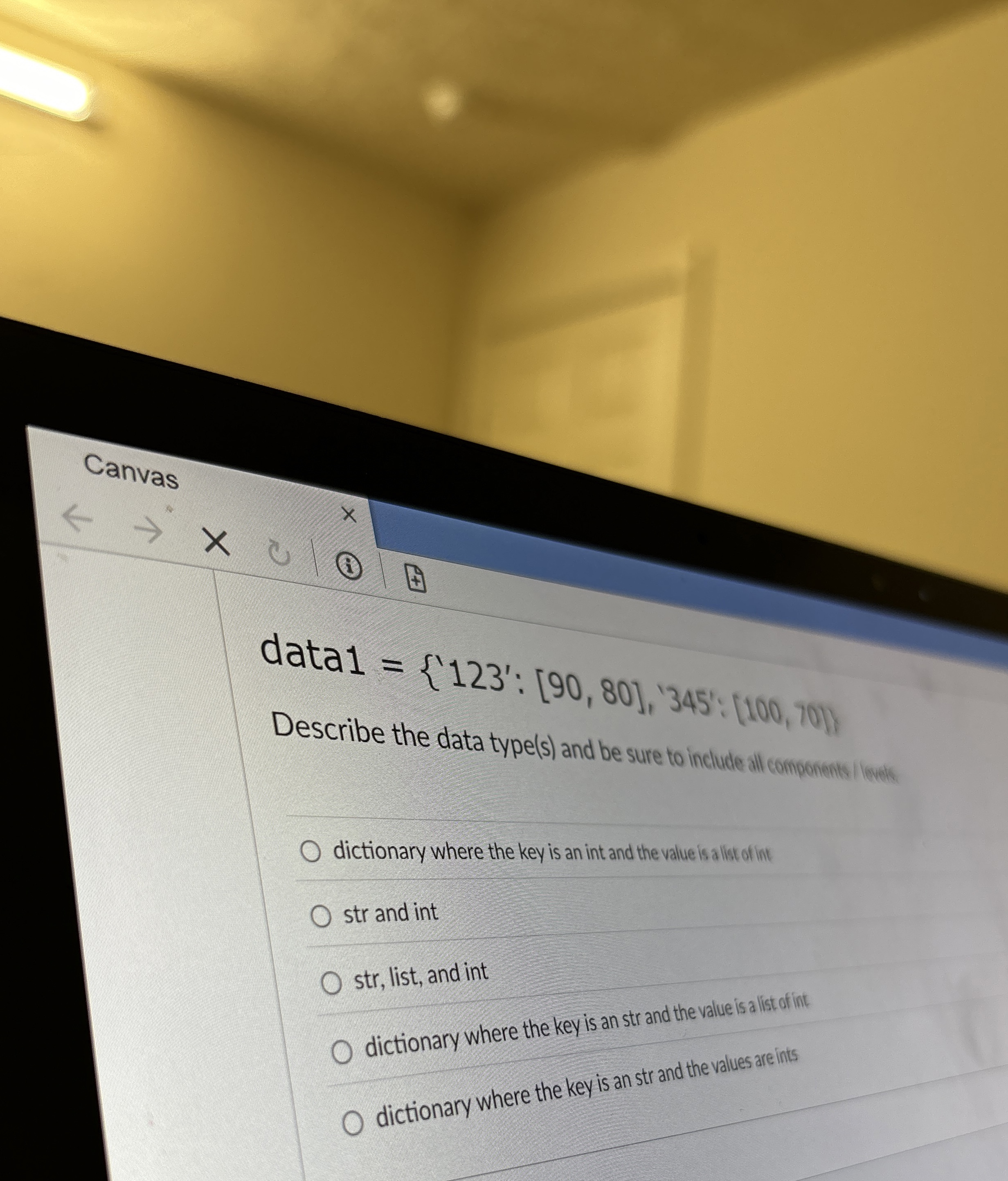 Solved data1 ={1223':[90,80],1345':(100,701)}Describe the | Chegg.com
