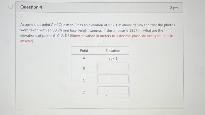 Solved Calculate the elevations of points A through D of | Chegg.com