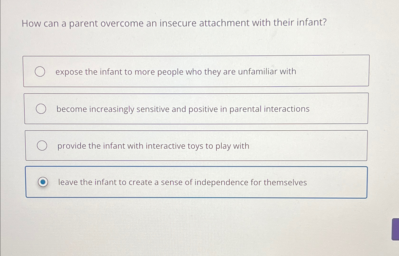 Solved How can a parent overcome an insecure attachment with | Chegg.com