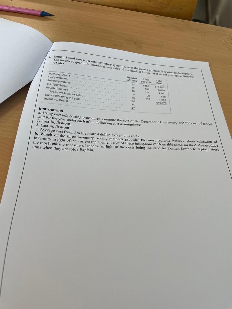 Solved Roman Sound uses a periodic inventory system. One of | Chegg.com