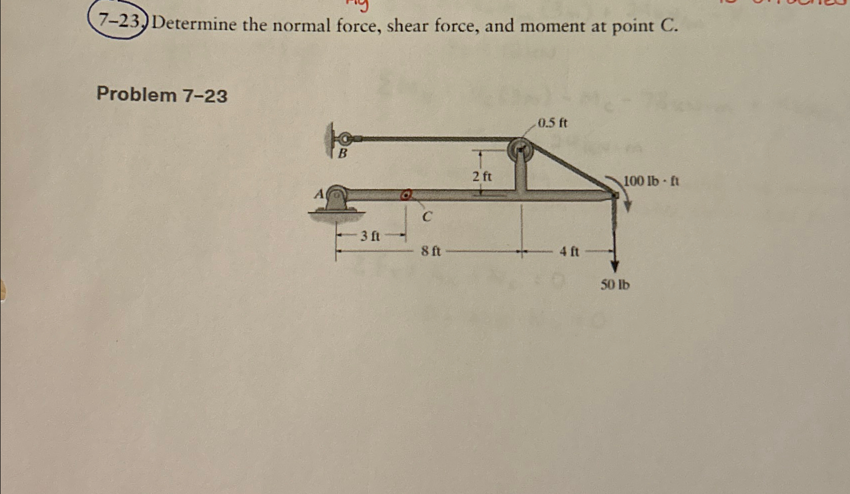 Solved 7-23. ﻿Determine the normal force, shear force, and | Chegg.com