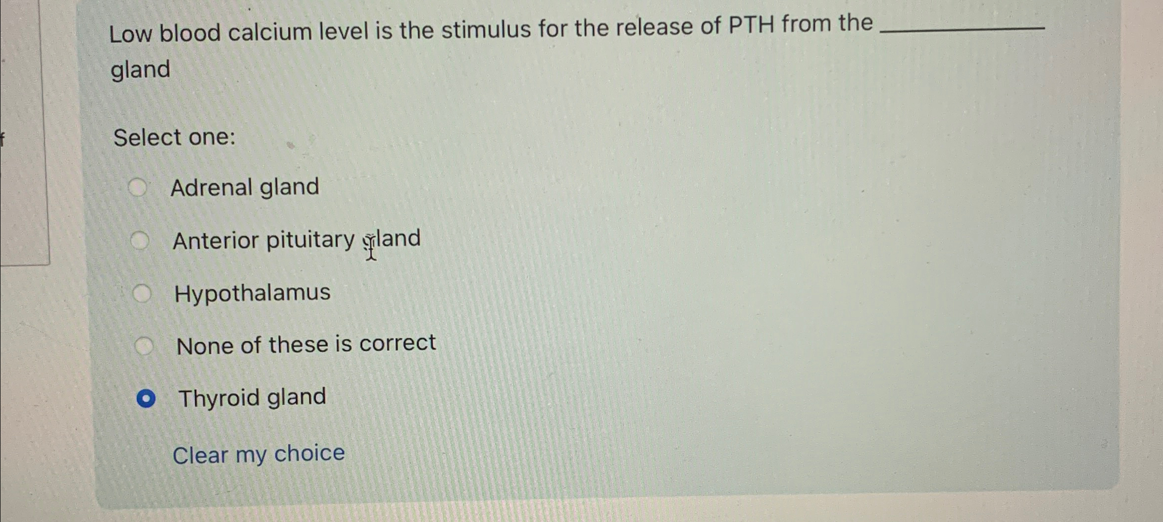 Solved Low blood calcium level is the stimulus for the | Chegg.com